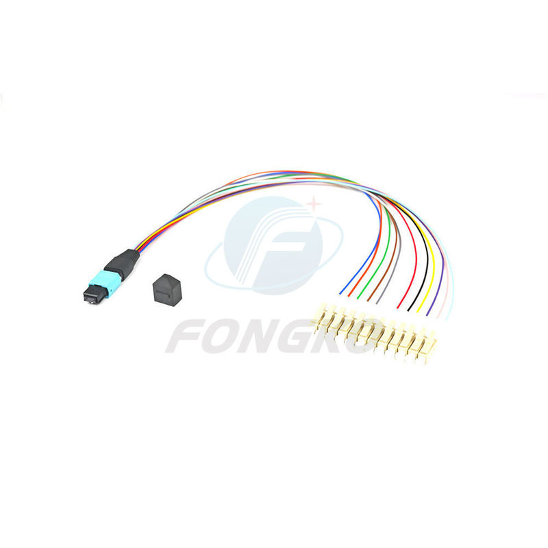 12 Fiber MPO LC Fanout Cable OM3 To 0.9mm MM Fiber Optic Patch Cord